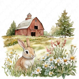 25 Watercolor Rabbit Farm Clipart, Watercolor Bunny, Cute Rabbit, Brown ...