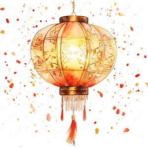 8 Chinese New Year Lantern Clipart, Festive Hanging Lanterns Clipart ...