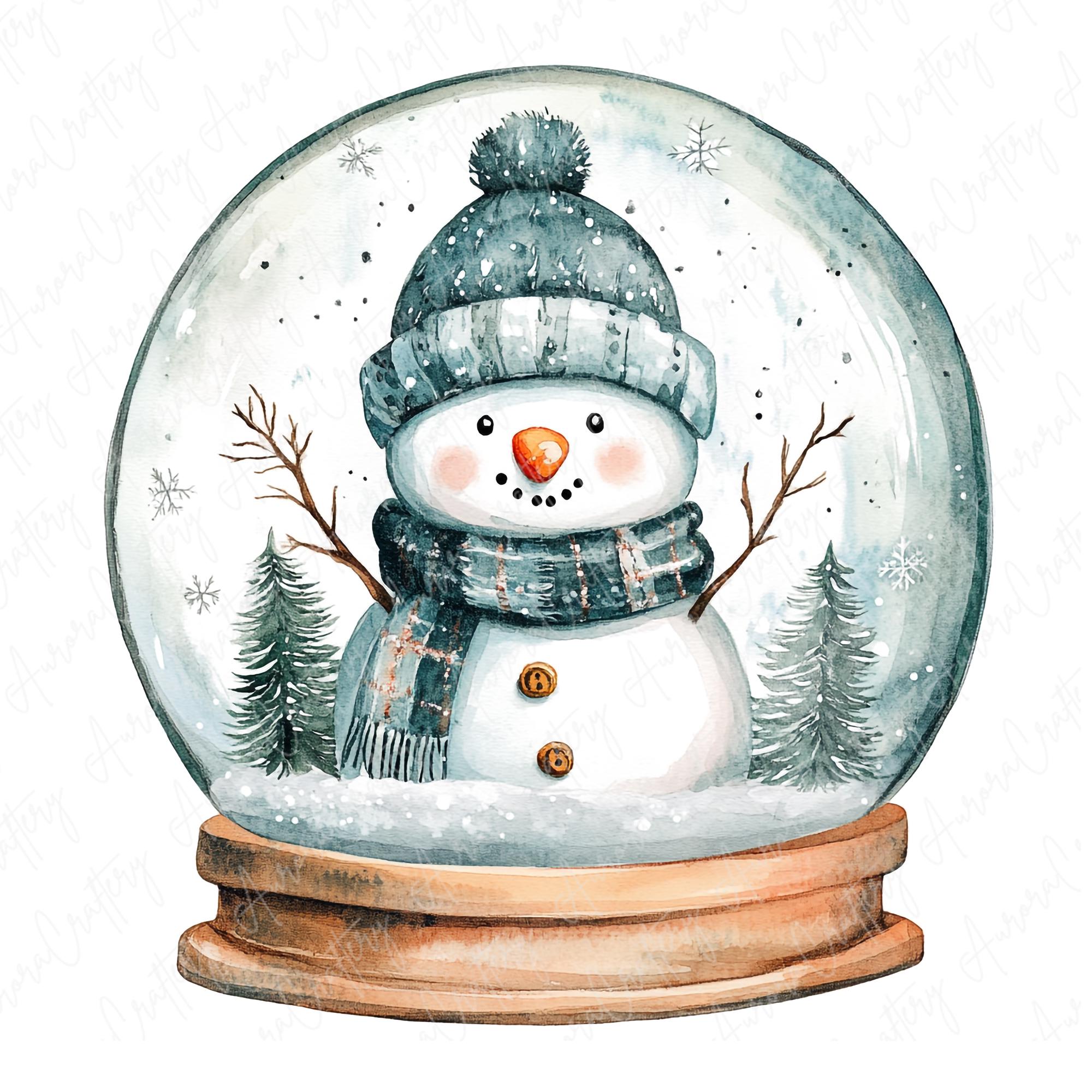 6 Festive Snowman Snow Globe Clipart, Snow Winter Globe, Festive Winter ...