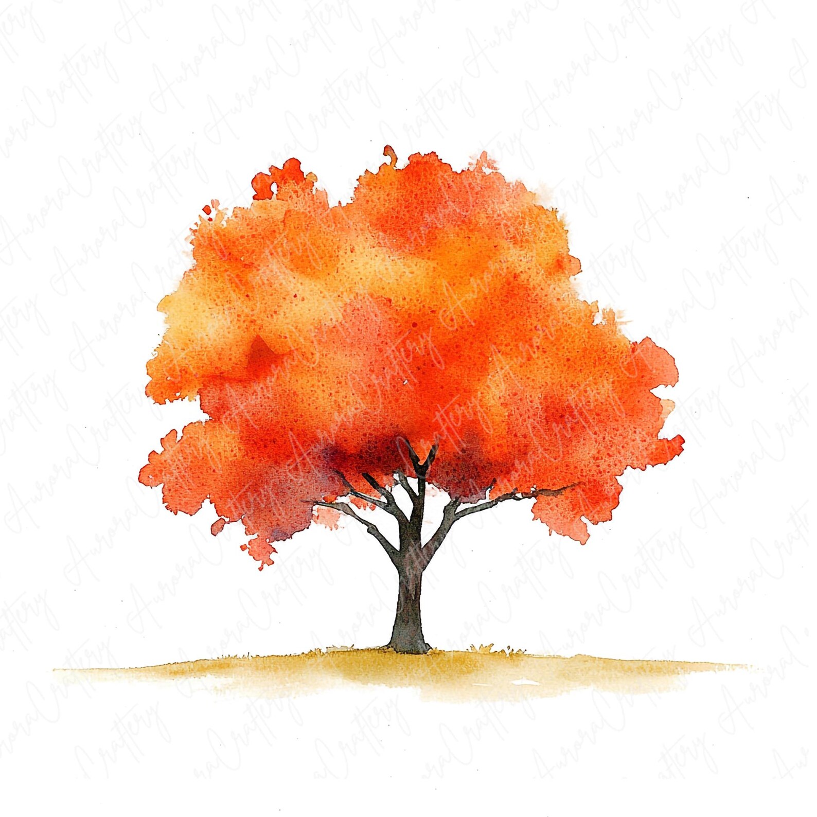 7 Watercolor Fall Tree Clipart, Autumn Foliage, Autumn Clipart, Fall ...