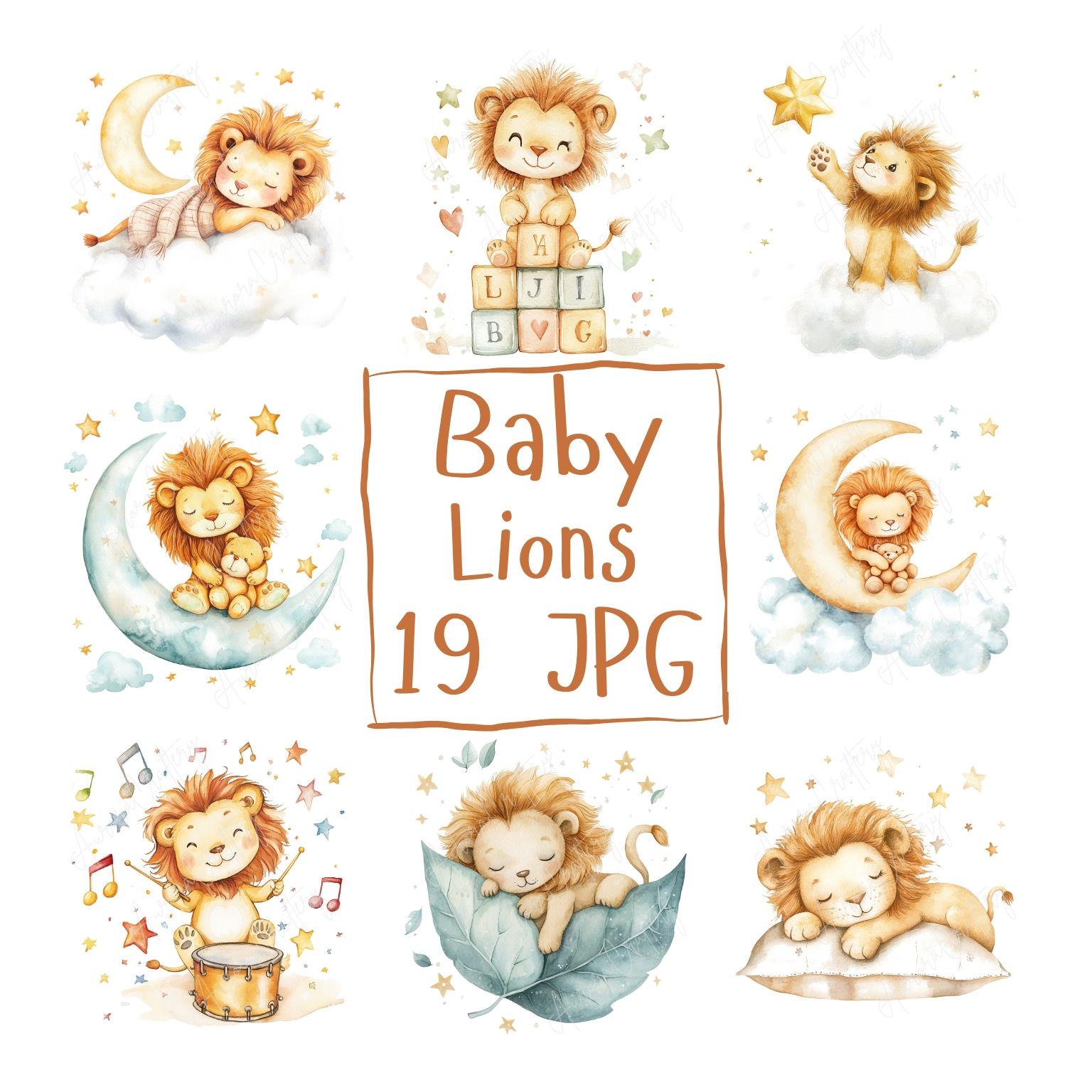 19 Watercolor Baby Lion Clipart Cute Baby Lion Nursery Clipart Baby ...