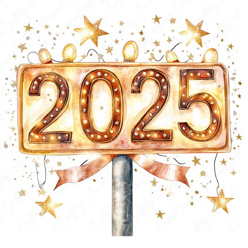 8 Watercolor 2025 Marquee Sign Clipart, Welcome 2025, Festive Signage ...