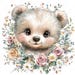 6 Watercolor Floral Bear Clipart, Cute Bear With Flower Wreaths ...