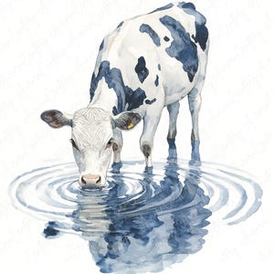 14 Cow Farm Clipart, Watercolor Cows, Watercolor Farm Animals Clipart ...