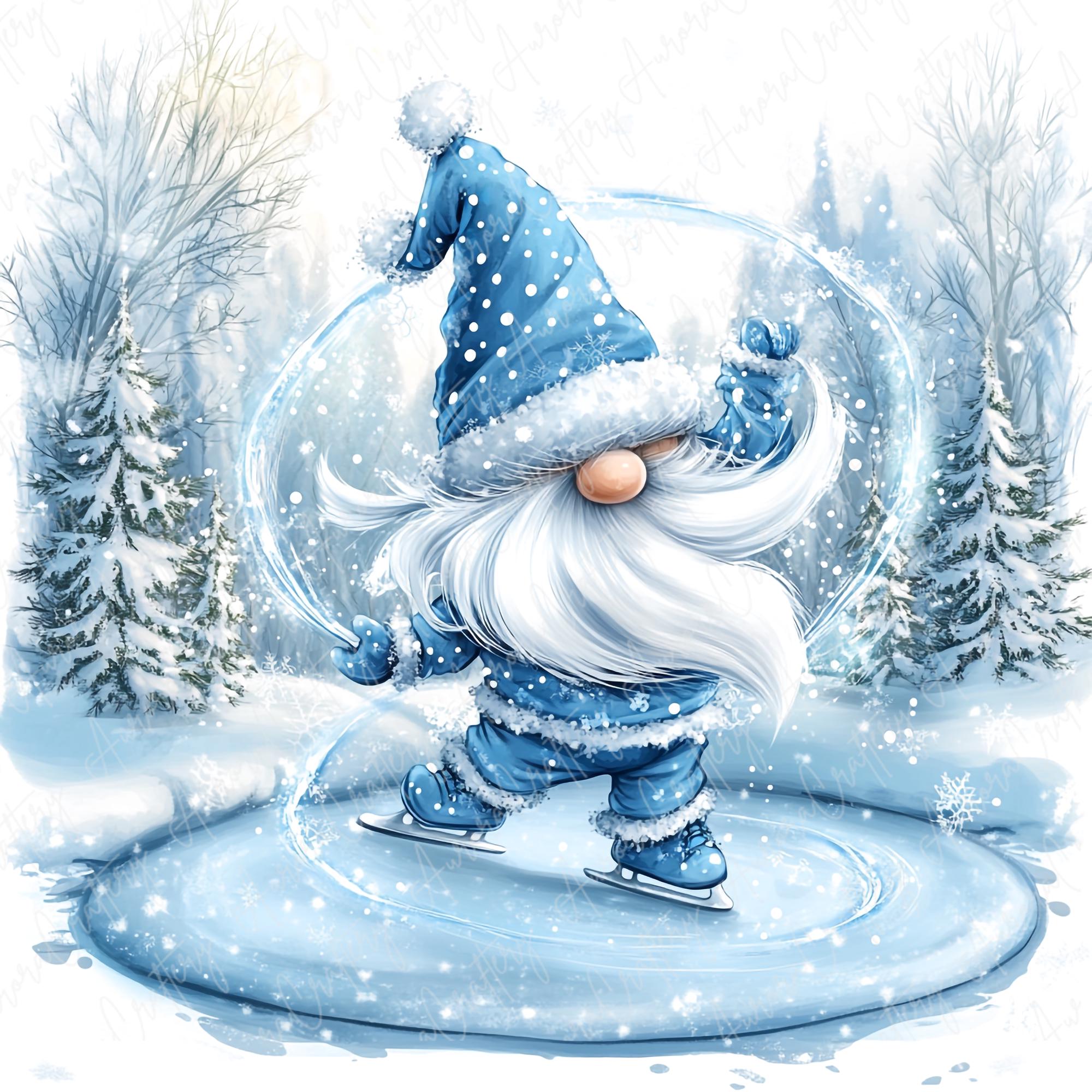 11 Winter Gnomes Clipart, Blue Gnome Snow, Festive Seasonal Clipart ...