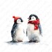 13 Watercolor Winter Penguin Clipart, Cute Penguins in Hats and Scarves ...