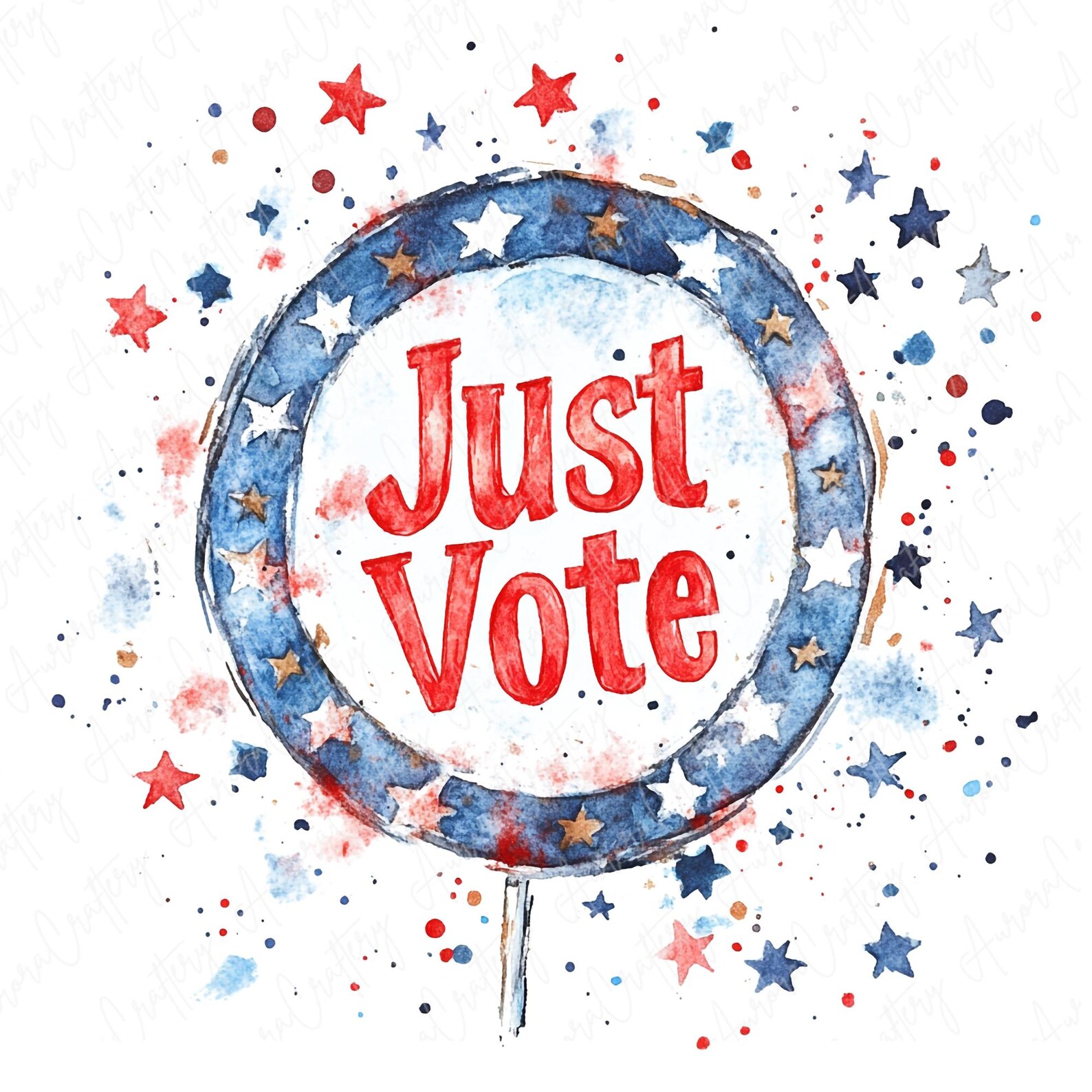 6 Watercolor American Patriotic Voting Stickers Clipart, I Voted Badge ...