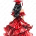 8 Girls in Red Graduation Dresses Clipart, Elegant Girl in Gown With ...