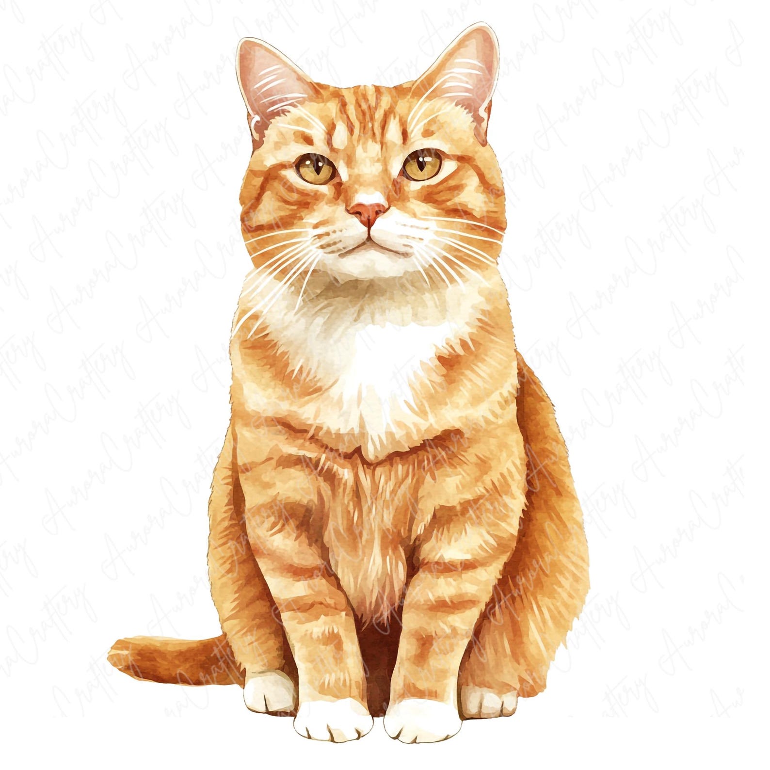 14 Watercolor Ginger Cat Clipart, Playful Orange Tabby Cats, Cute Cat ...