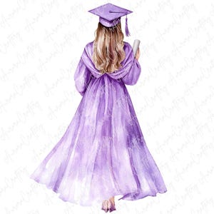 Girls in Lavender Graduation Gowns, Girl Graduation Clipart, Soft ...