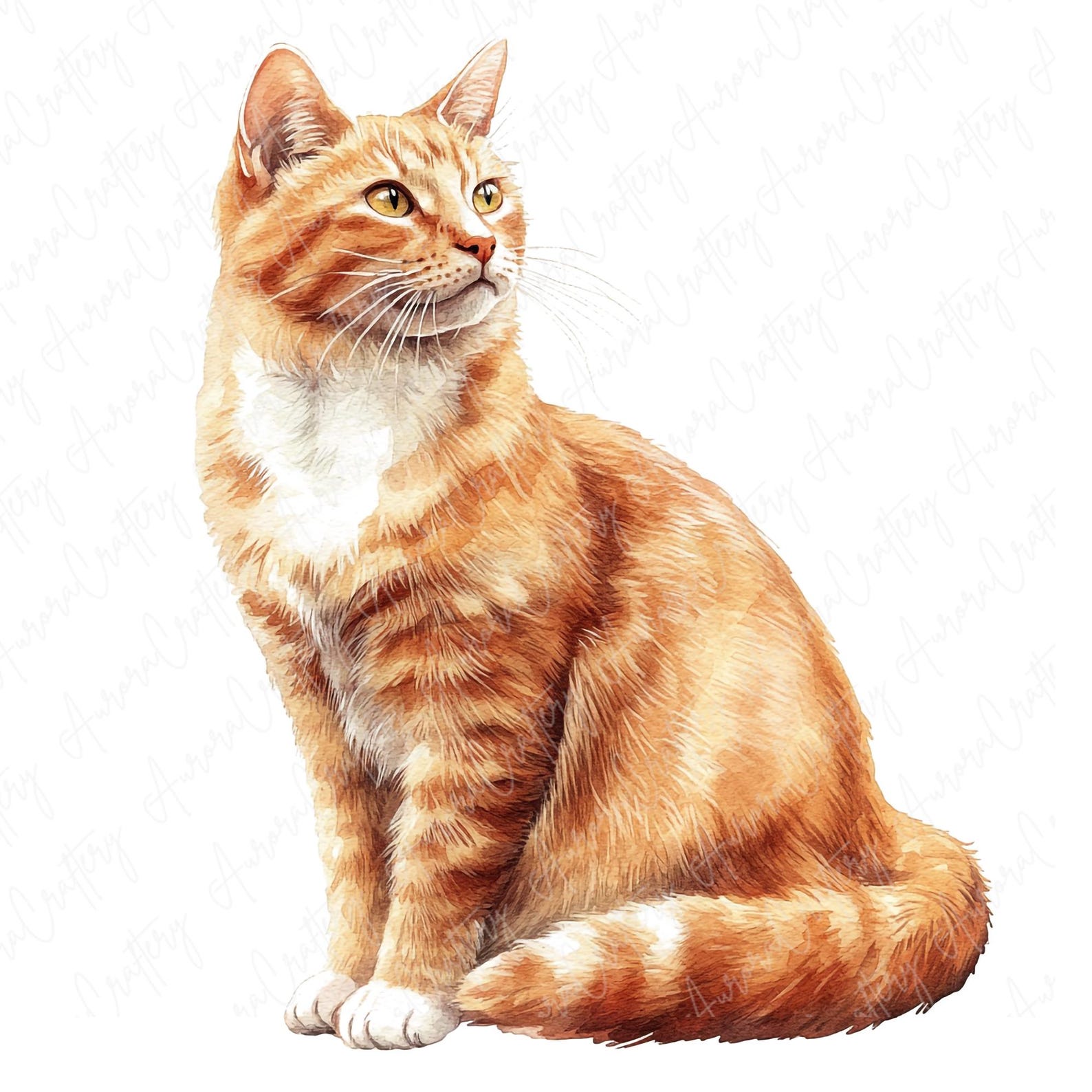 14 Watercolor Ginger Cat Clipart, Playful Orange Tabby Cats, Cute Cat ...