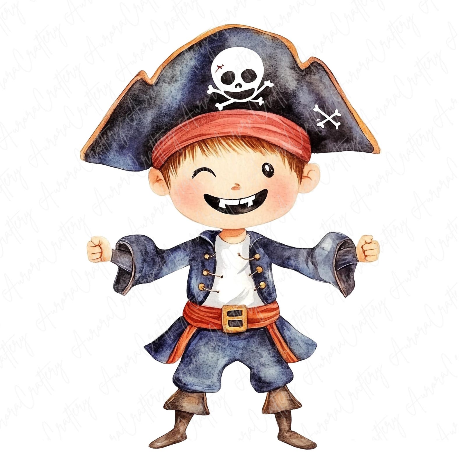 8 Cute Pirate Kid Clipart Cute Pirate Boy, Watercolor Pirate Clipart ...