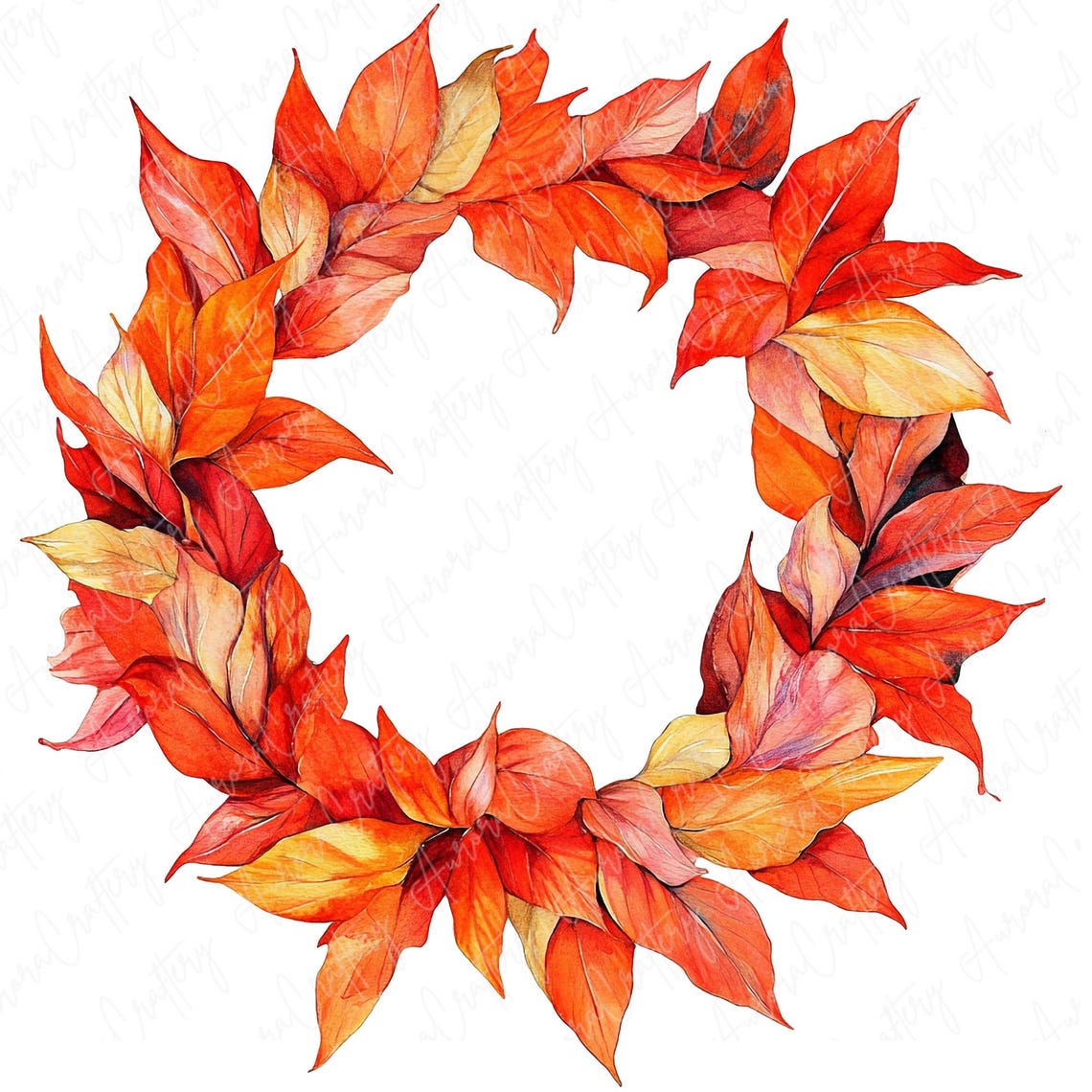 9 Watercolor Autumn Leaf Wreath Clipart, Fall Wreaths Clipart ...
