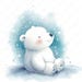 6 Watercolor Polar Bear Clipart, Cute Baby Polar Bear, Winter Animal ...