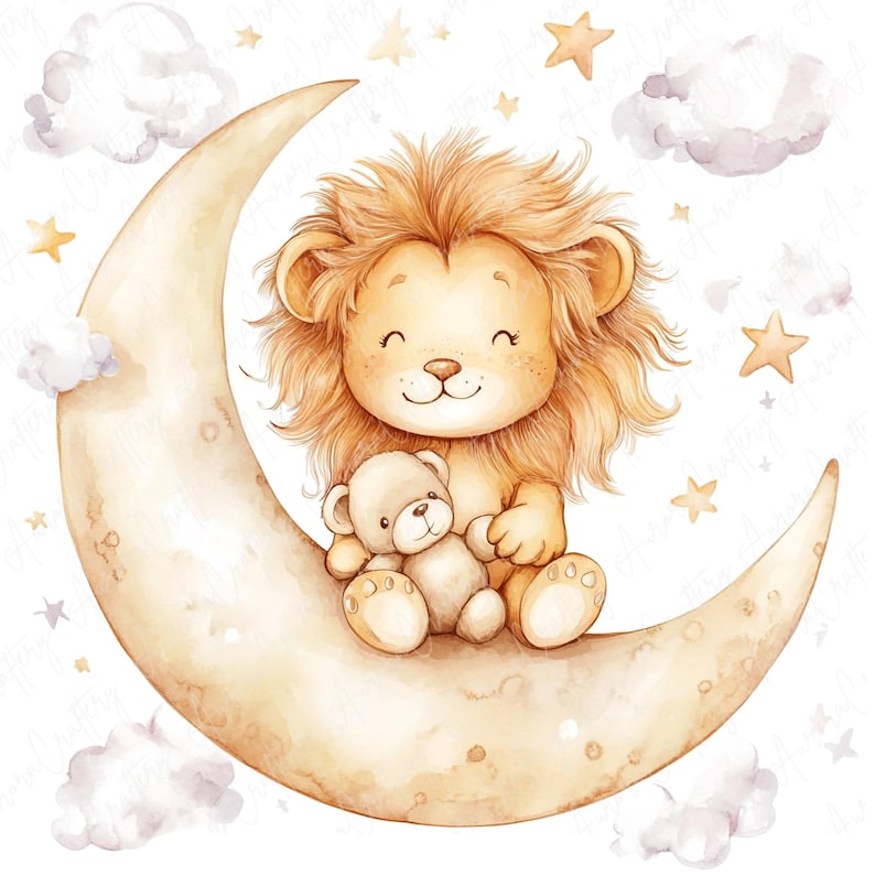 19 Watercolor Baby Lion Clipart Cute Baby Lion Nursery Clipart Baby ...