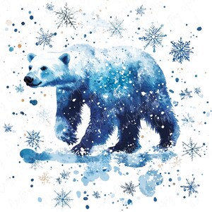 9 Watercolor Polar Bear Winter Clipart, Polar Bear Clipart, Arctic ...