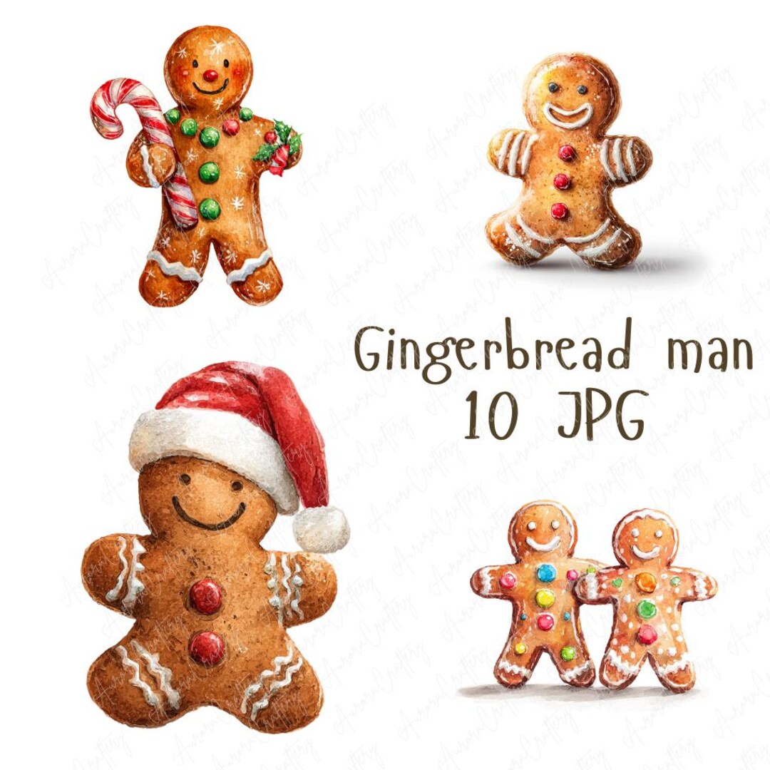 10 Festive Gingerbread Man Clipart, Cute Holiday Cookie Illustrations ...