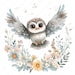 10 Watercolor Owl Clipart, Cute Owl Woodland Clipart, Woodland Owl and ...