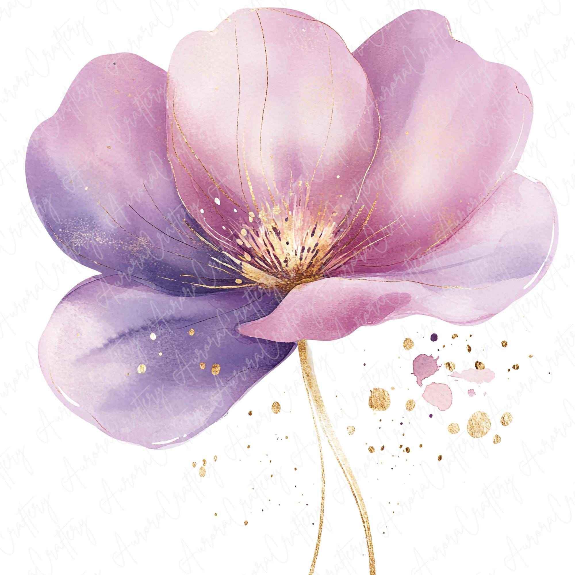16 Purple and Pink Watercolor Floral Clipart Bundle, Soft & Dreamy ...