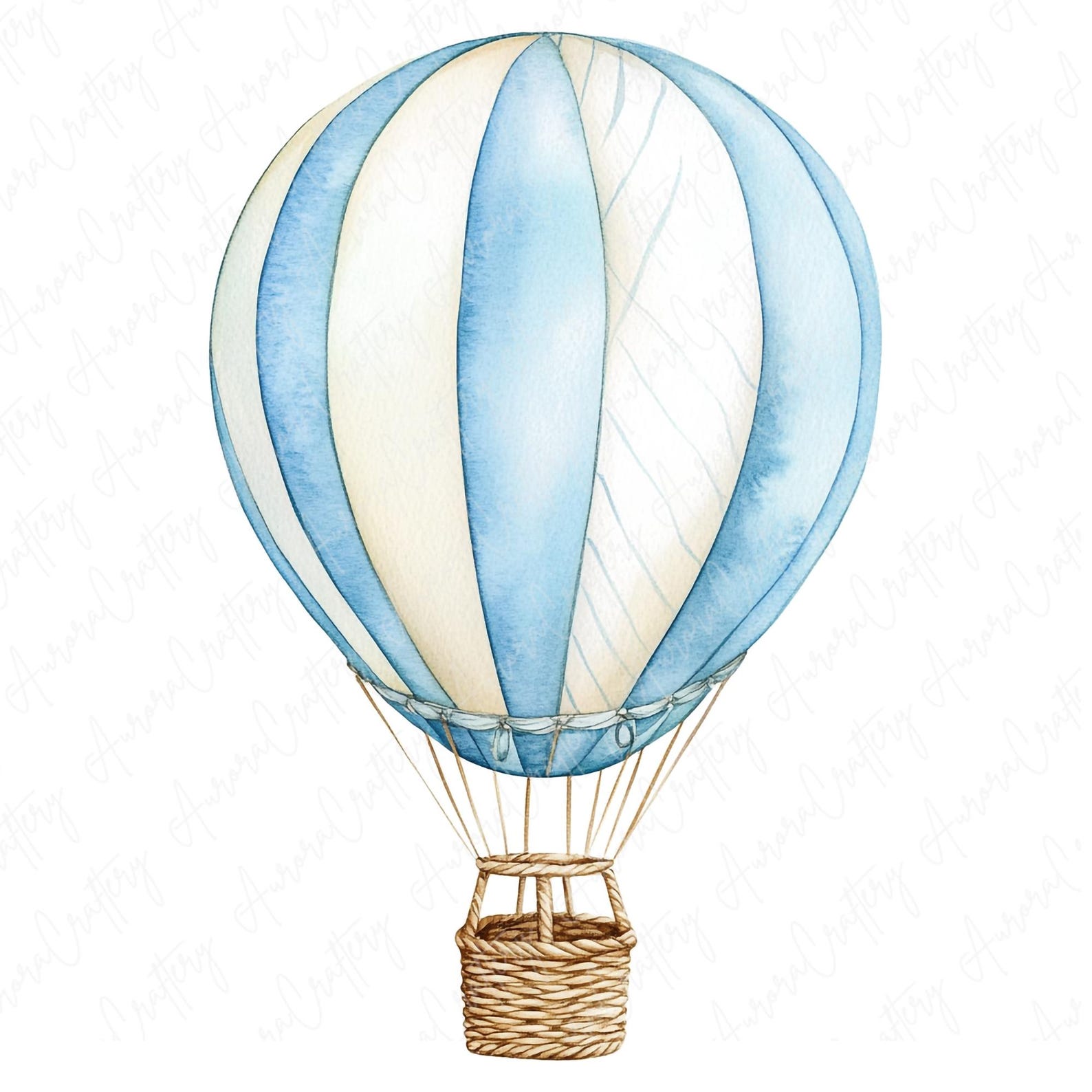 11 Baby Blue Hot Air Balloon Watercolor Clipart, Dreamy Nursery Decor ...