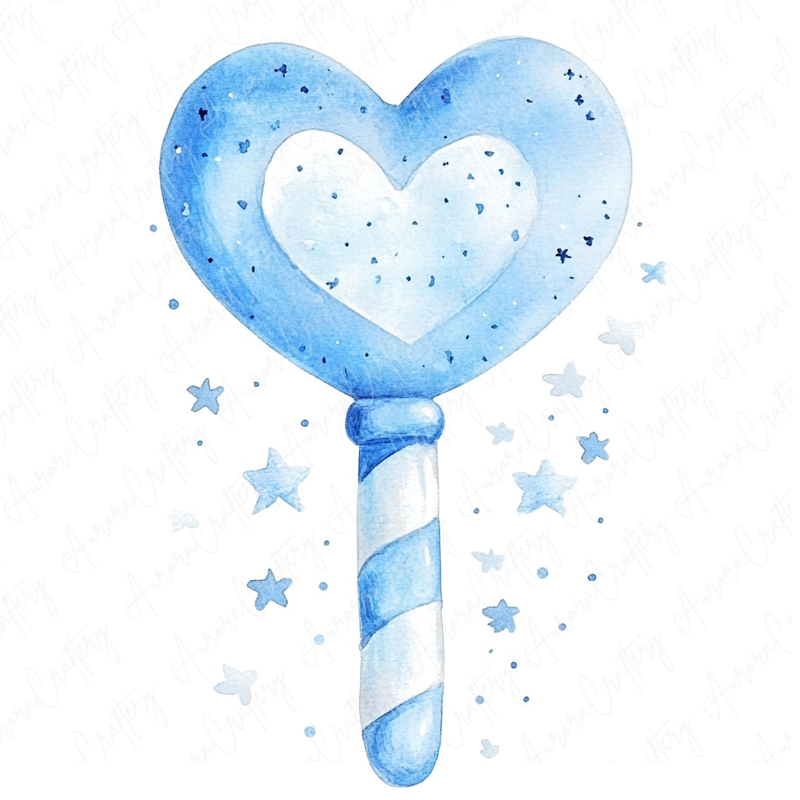 8 Blue Baby Rattle Clipart Set – Watercolor Baby Boy Rattles With Stars ...