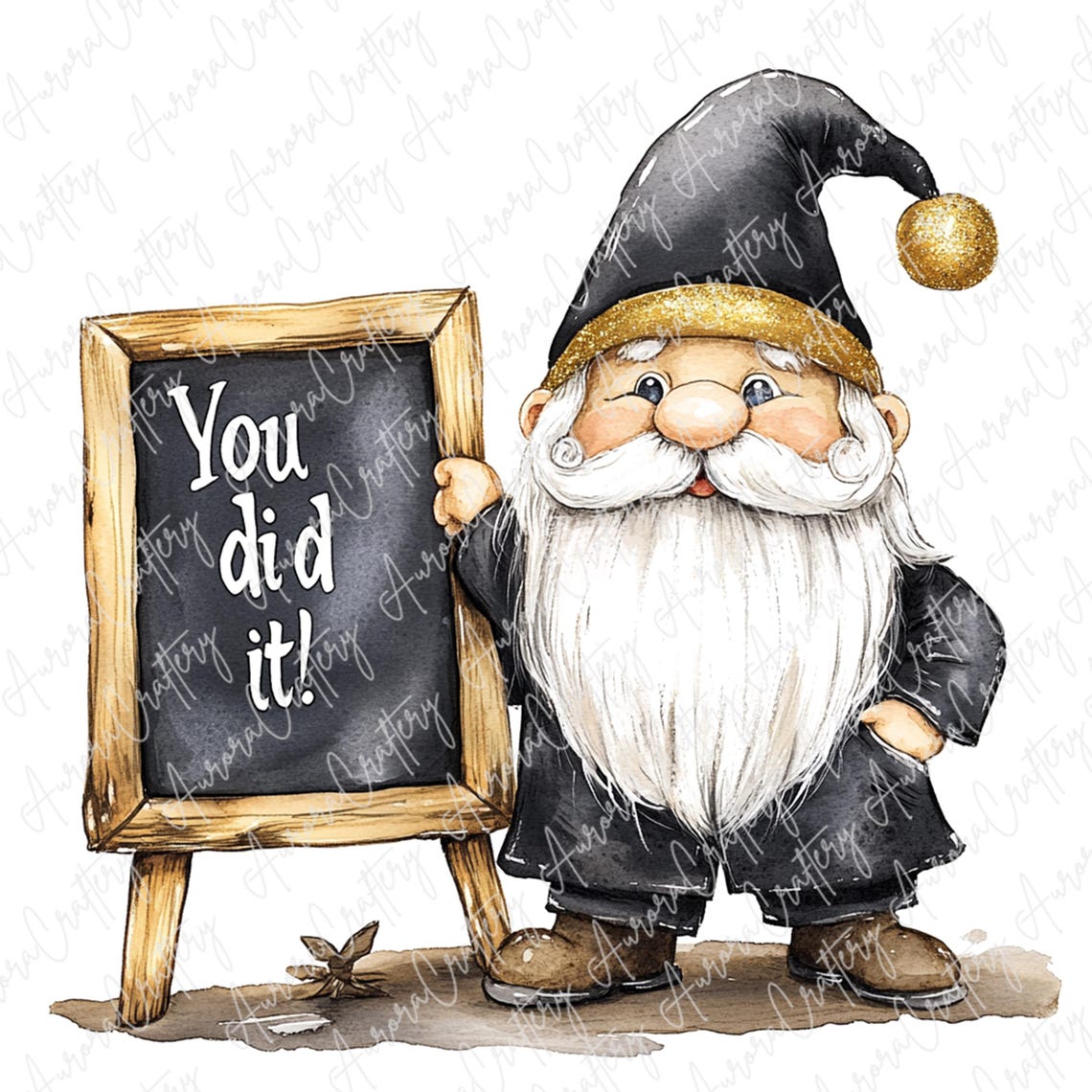 13 Watercolor Graduation Gnome Clipart, Cute Gnomes in Graduation ...