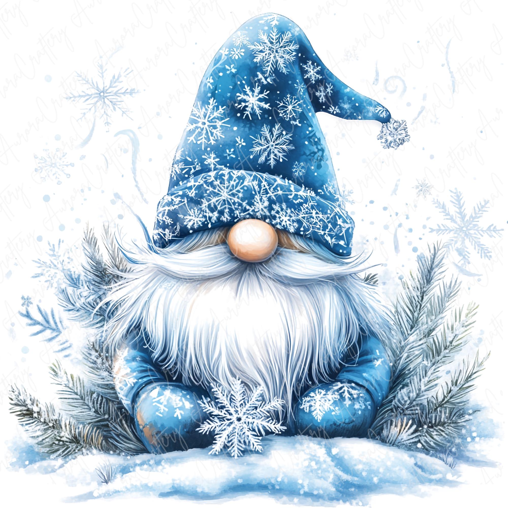 11 Winter Gnomes Clipart, Blue Gnome Snow, Festive Seasonal Clipart ...