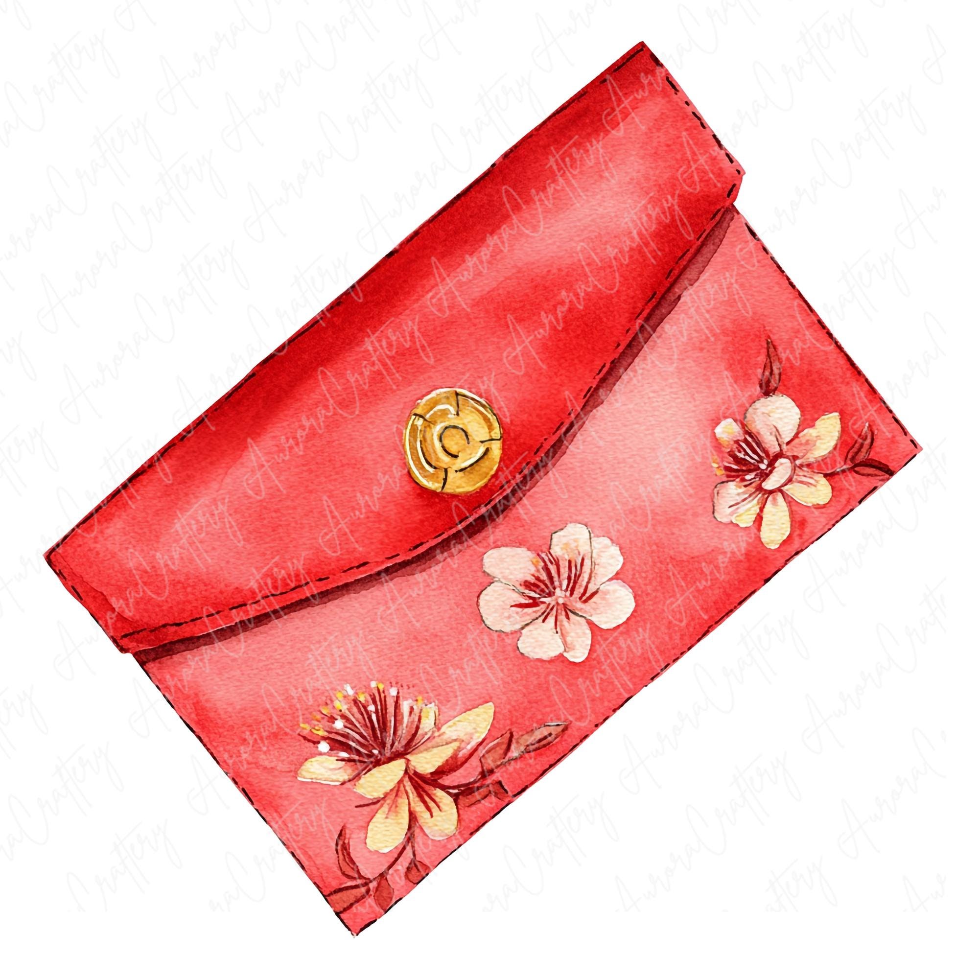 7 Watercolor Red Envelopes Clipart, Chinese New Year Clipart ...