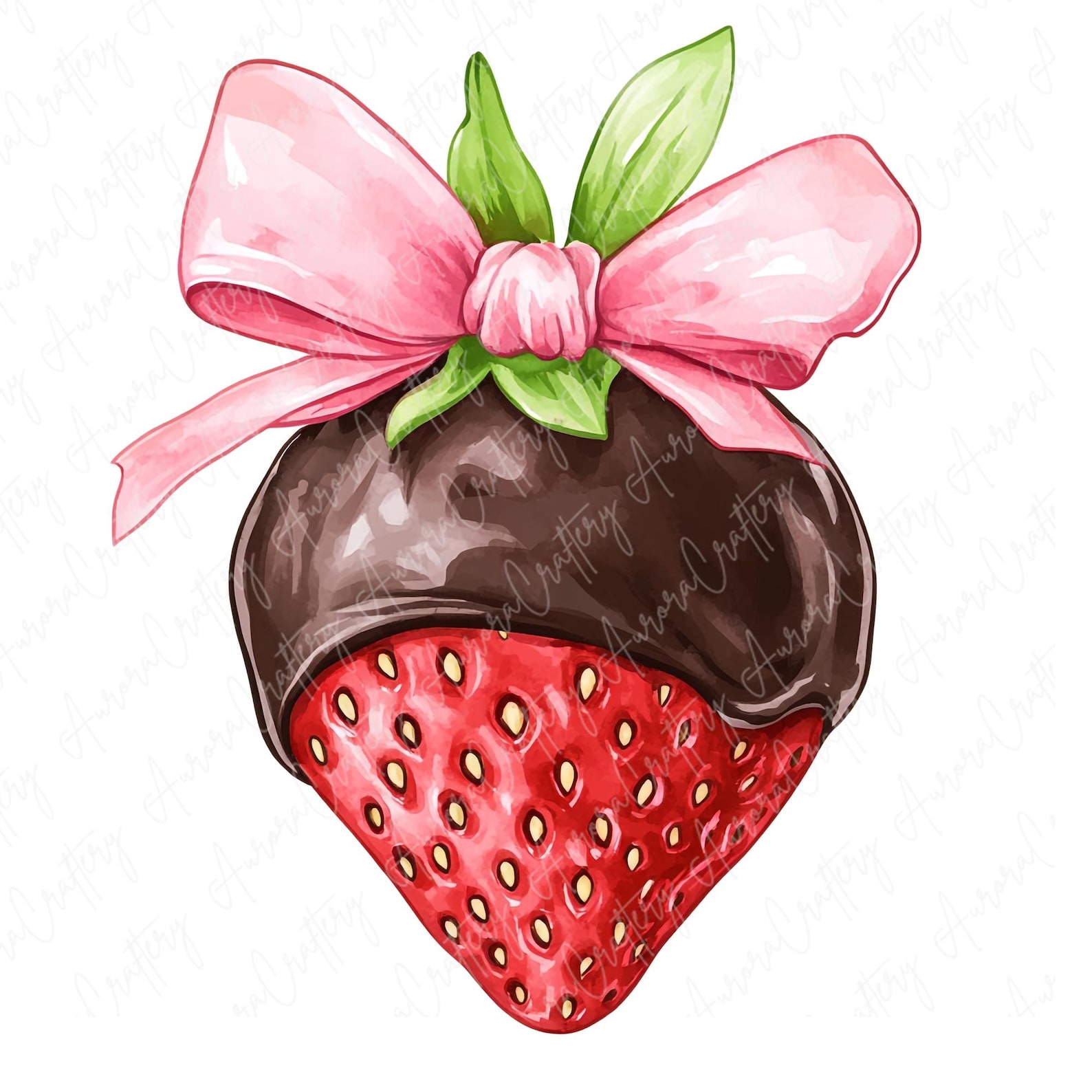 9 Chocolate Covered Strawberry Clipart, Cute Bow Strawberry, Festive ...