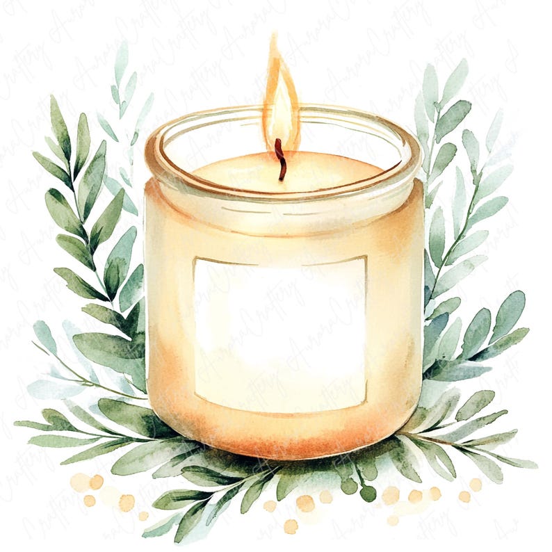 8 Winter Candle Clipart, Cozy Candles With Greenery Clipart, Winter ...