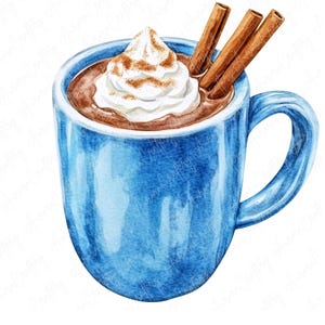 10 Watercolor Hot Cocoa Mug Clipart, Cozy Festive Mugs With ...