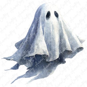 6 Watercolor Ghost Clipart, Blue Spooky Spirit Illustrations, Scary ...