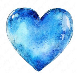 14 Watercolor Blue Heart Clipart, Blue Love Heart Illustrations for ...