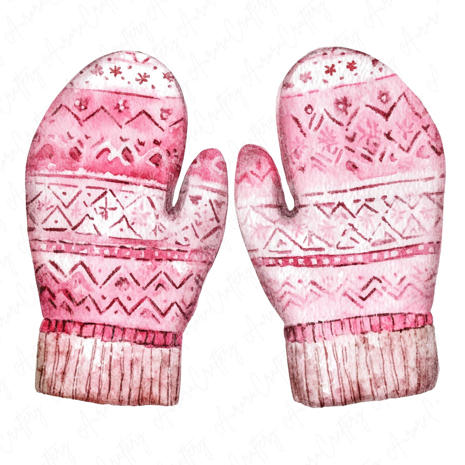 6 Pink Mittens Winter Clipart, Cozy Winter Mittens Clipart, Winter ...
