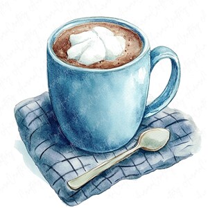 10 Watercolor Hot Cocoa Mug Clipart, Cozy Festive Mugs With ...