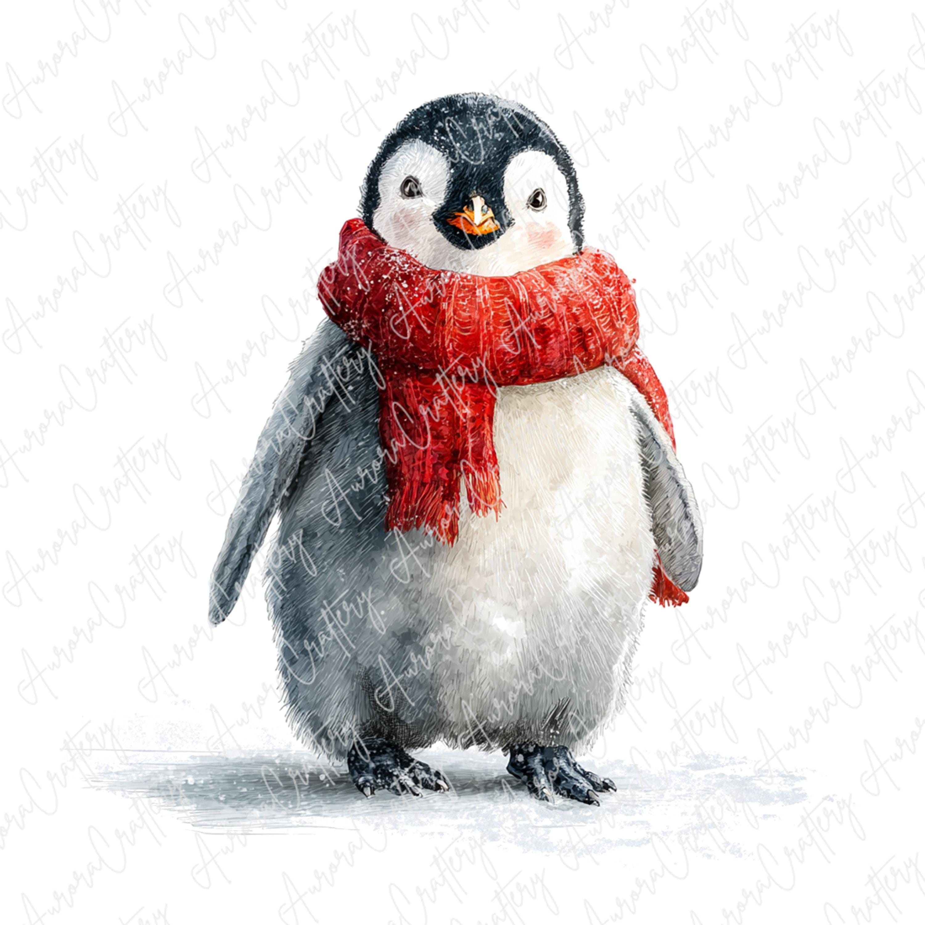 13 Watercolor Winter Penguin Clipart, Cute Penguins in Hats and Scarves ...