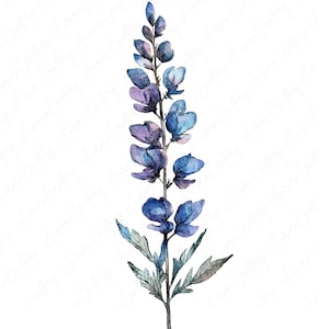 8 Watercolor Blue Botanical Flowers Clipart, Royal Blue and Indigo ...