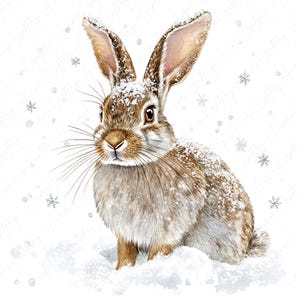 9 Watercolor Winter Bunny Clipart, Snow Rabbit in Winter, Watercolor ...