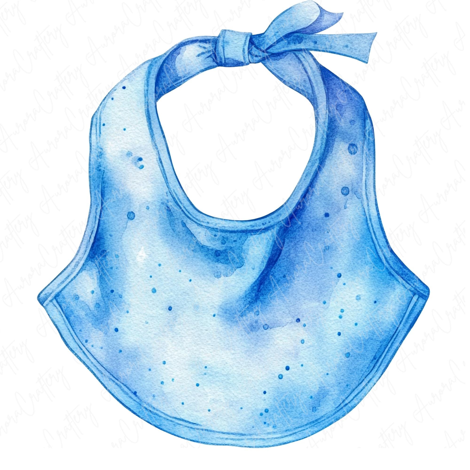 10 Baby Blue Bib Watercolor Clipart, Baby Shower Designs, High Quality ...