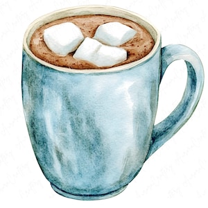 10 Watercolor Hot Cocoa Mug Clipart, Cozy Festive Mugs With ...