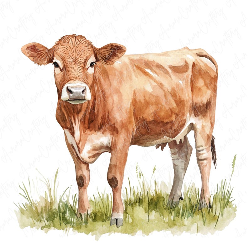 14 Cow Farm Clipart, Watercolor Cows, Watercolor Farm Animals Clipart ...