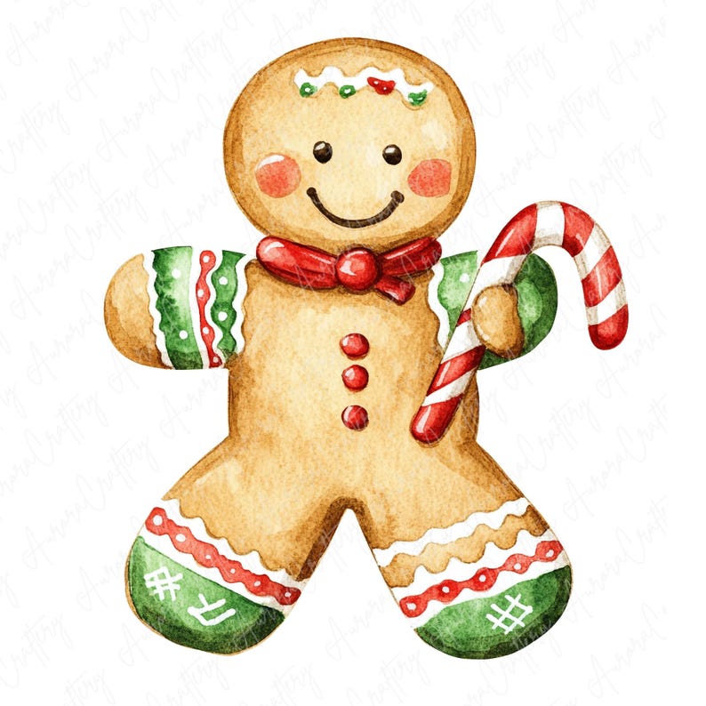 8 Watercolor Gingerbread Cookie Clipart, Festive Holiday Cookis, Baking ...