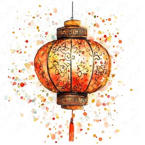 8 Chinese New Year Lantern Clipart, Festive Hanging Lanterns Clipart ...
