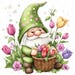 15 Spring Gnomes Clipart, Garden Gnome, Floral Gnome Clipart, Floral ...