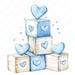 15 Baby Building Blocks Watercolor Clipart, Blue and Wooden Blocks ...