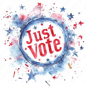 6 Watercolor American Patriotic Voting Stickers Clipart, I Voted Badge ...