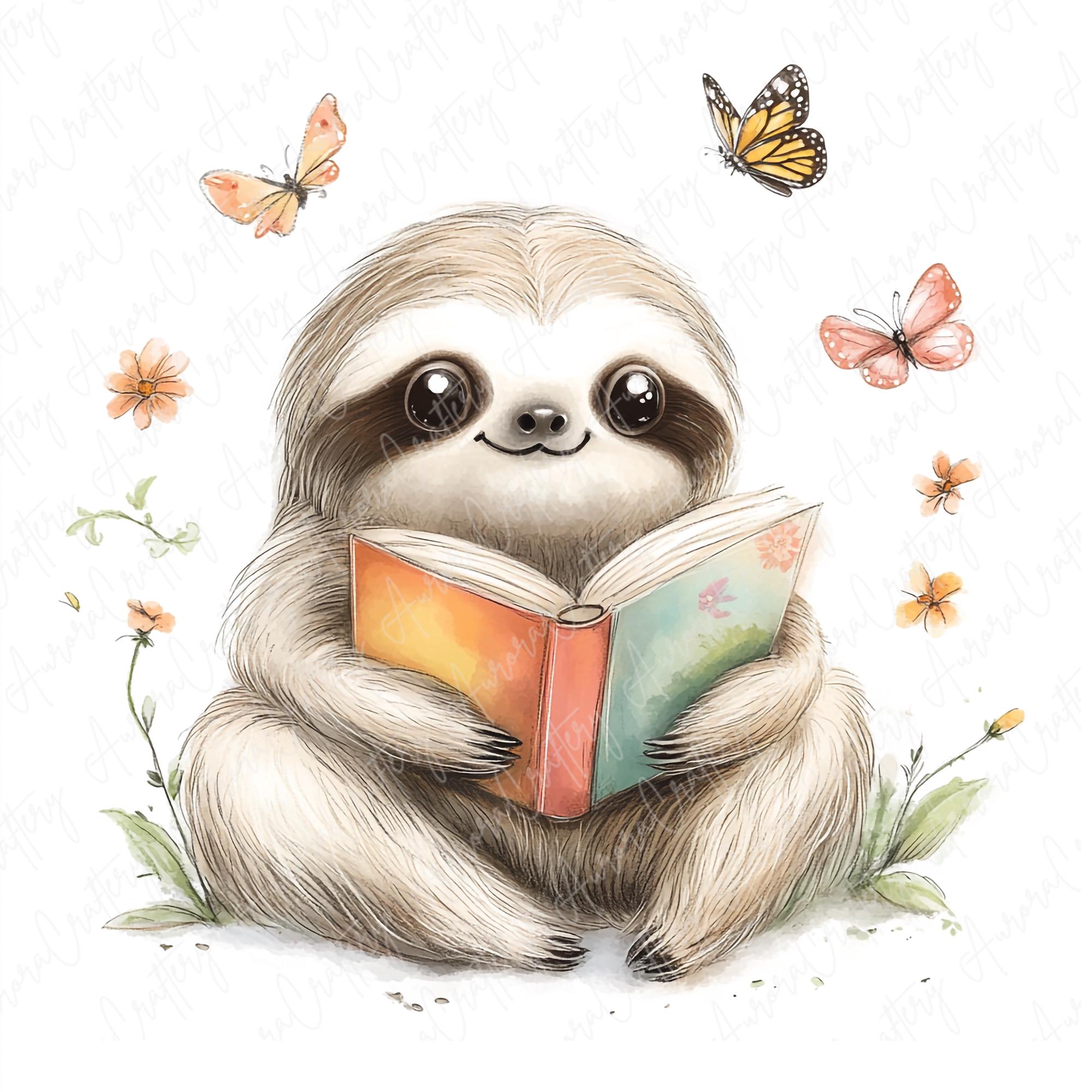17 Cute Baby Sloth Clipart | Cute Sloths With Hearts, Butterflies ...