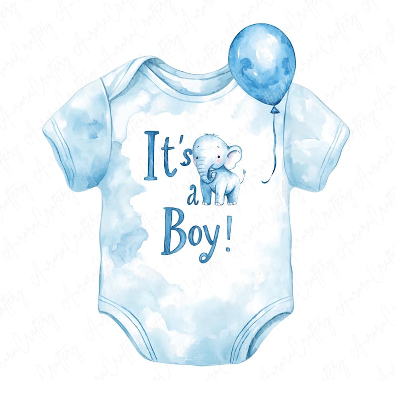9 Blue Baby Onesie Clipart Set Cute Watercolor Baby Boy Clothes, It's a ...
