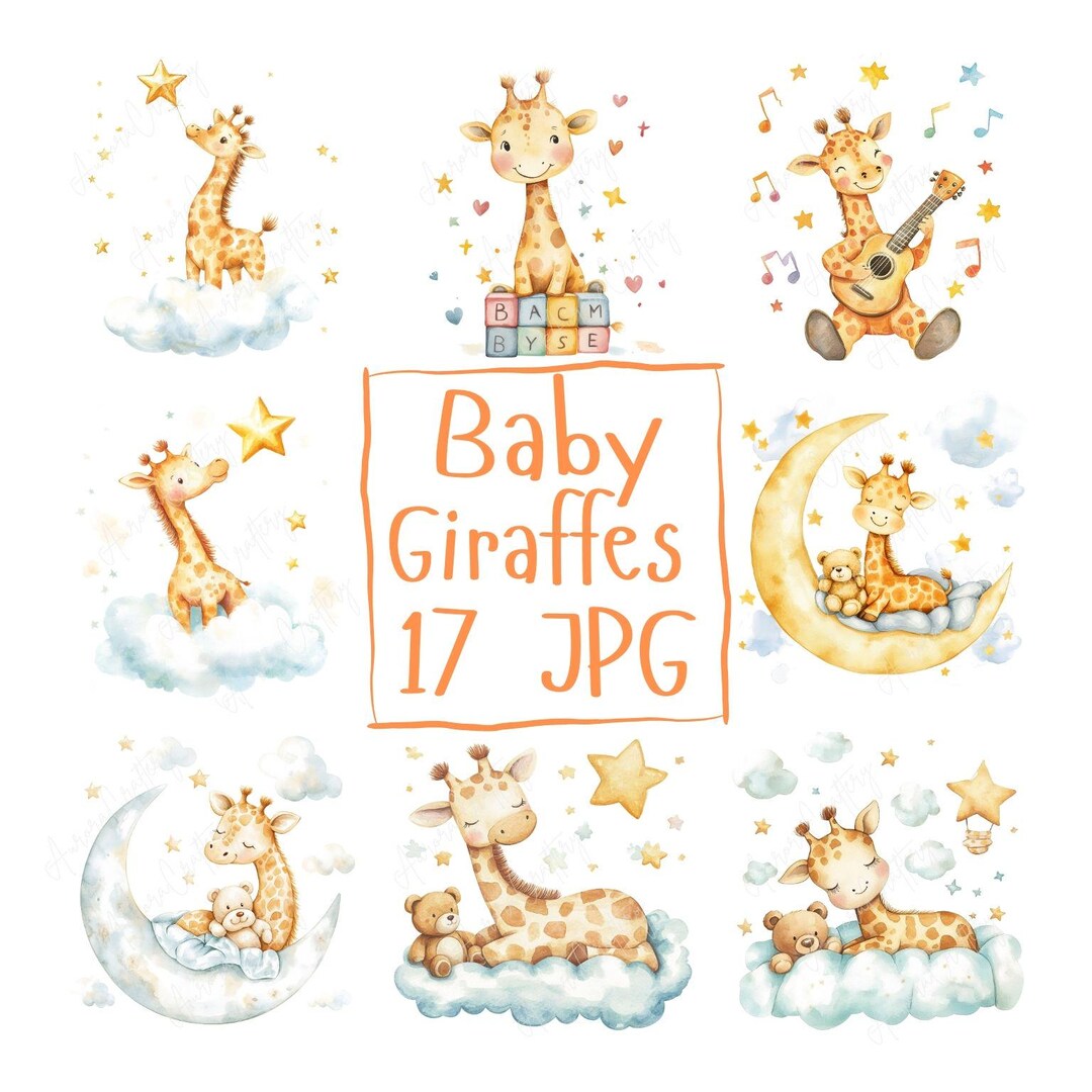 17 Baby Giraffe Nursery Clipart | Baby Animal Clipart for Baby Showers ...