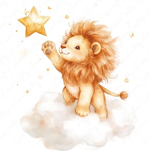 19 Watercolor Baby Lion Clipart Cute Baby Lion Nursery Clipart Baby ...